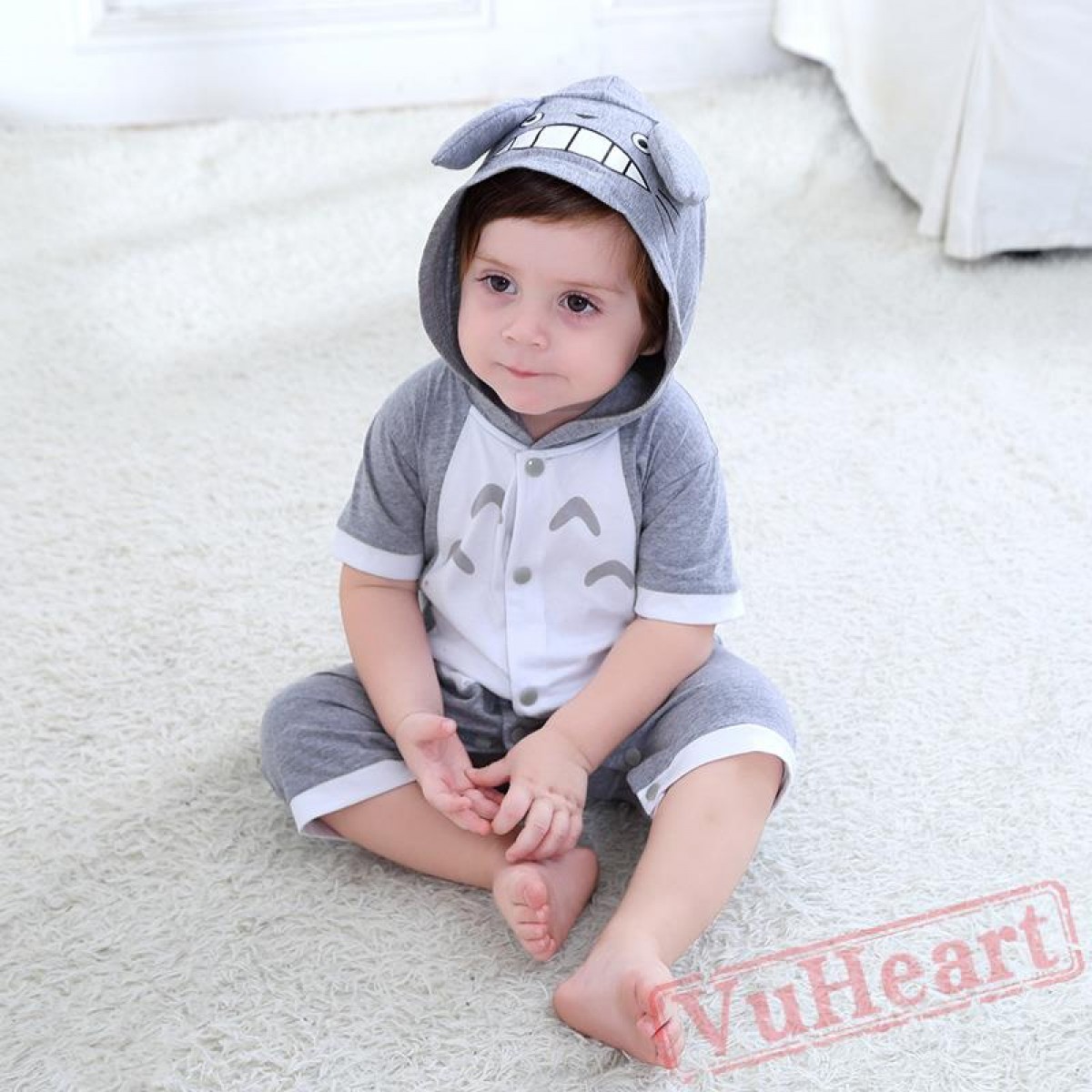 Gray Summer Short Sleeve Baby Onesie Costumes / Clothes