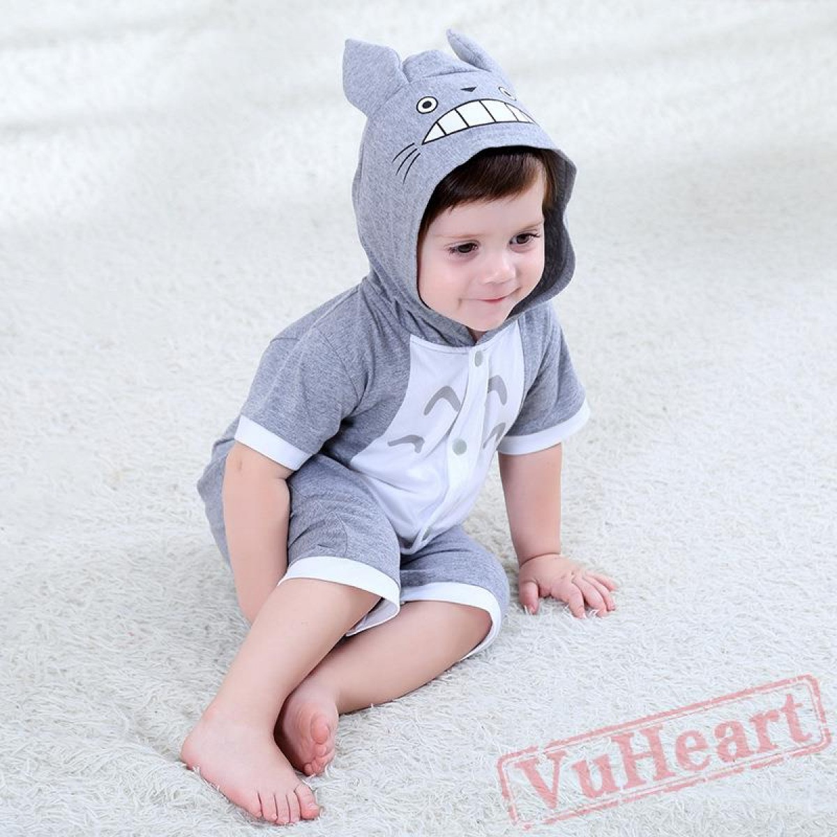 Gray Summer Short Sleeve Baby Onesie Costumes / Clothes