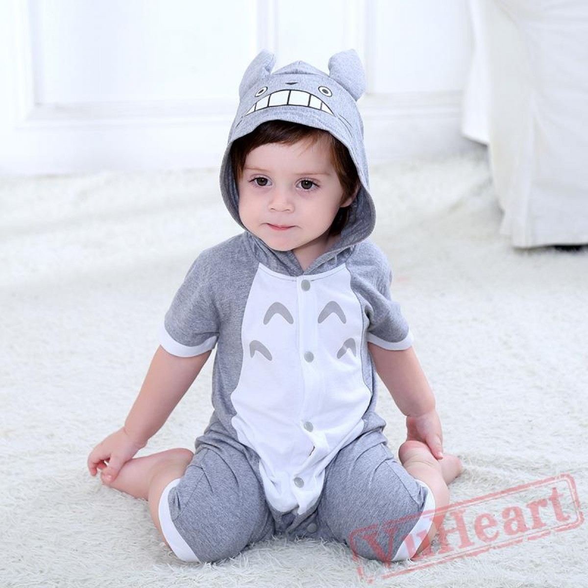 Gray Summer Short Sleeve Baby Onesie Costumes / Clothes
