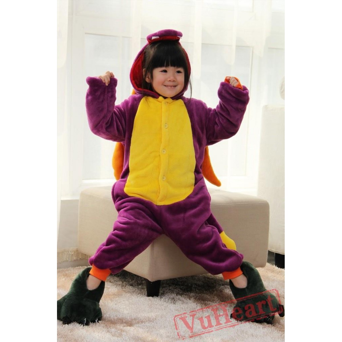 Boys & Girls Purple Spyro The Dragon Kigurumi Onesies Pajamas Costumes