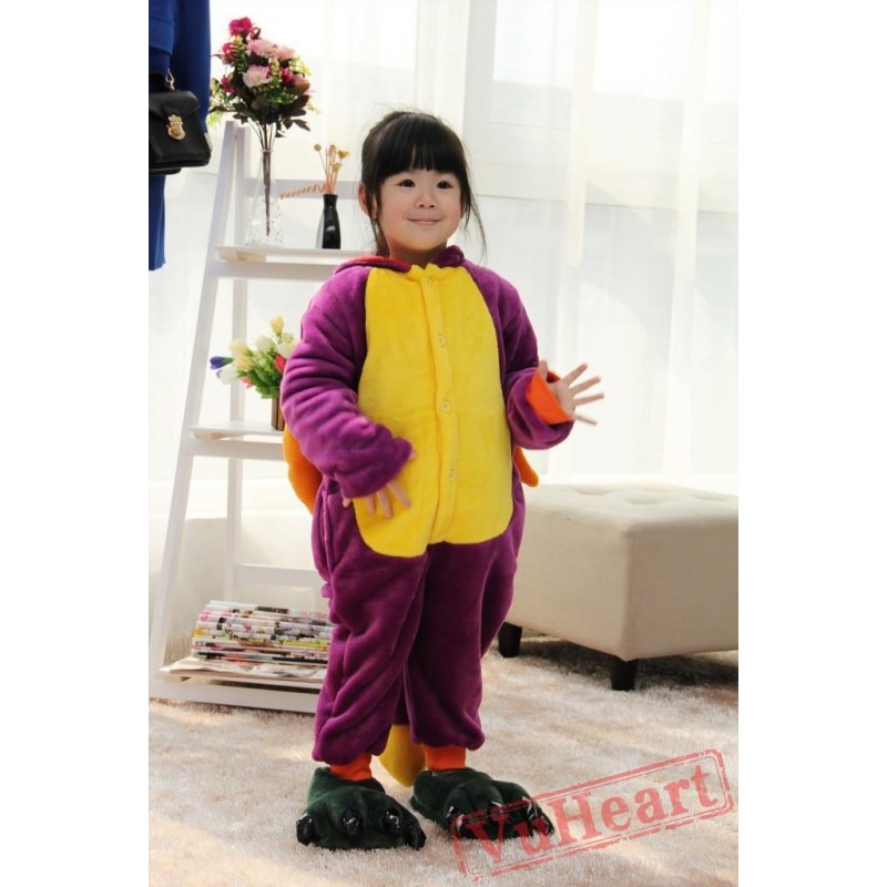 Boys & Girls Purple Spyro The Dragon Kigurumi Onesies Pajamas Costumes