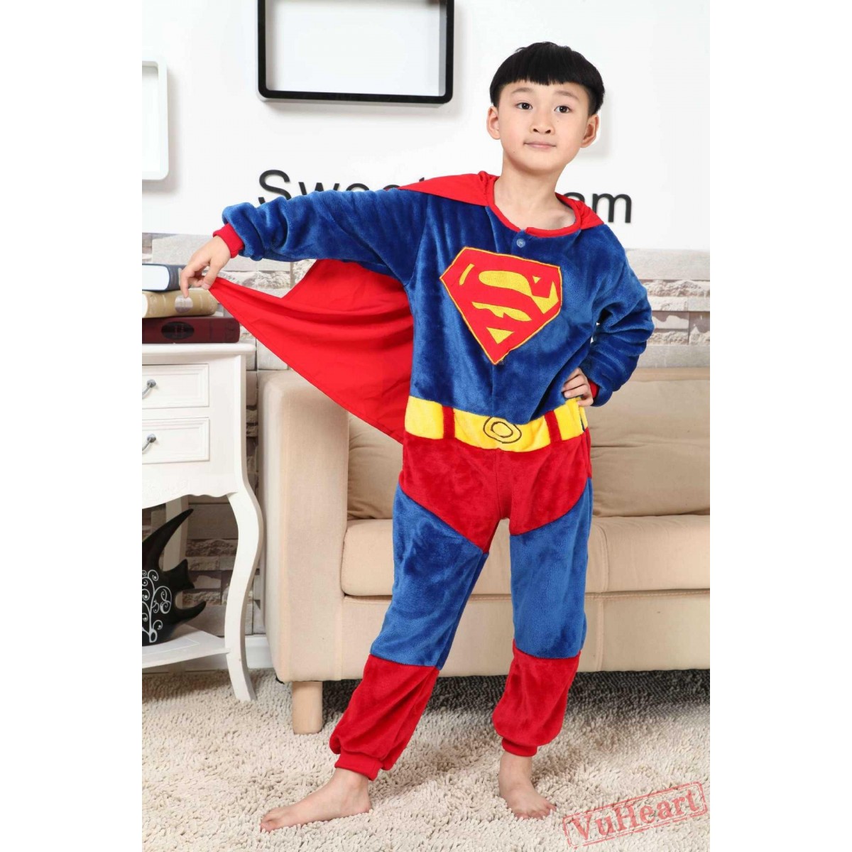 Boys & Girls Super Hero Superman Kigurumi Onesies Pajamas Costumes ...