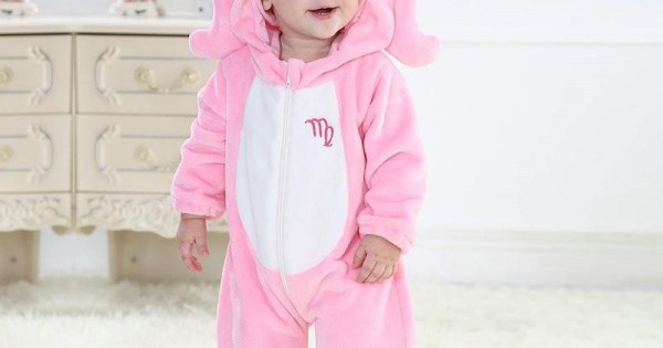 Baby Pink Virgo Zodiac Sign Kigurumi Onesies Pajamas Costumes Toddler ...
