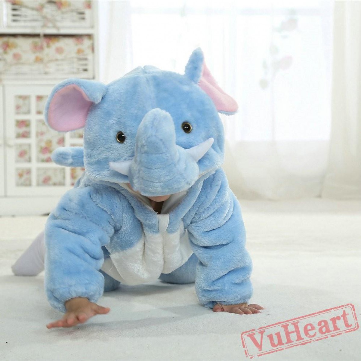 Baby Blue Elephant Kigurumi Onesies Pajamas Costumes Winter Pajamas