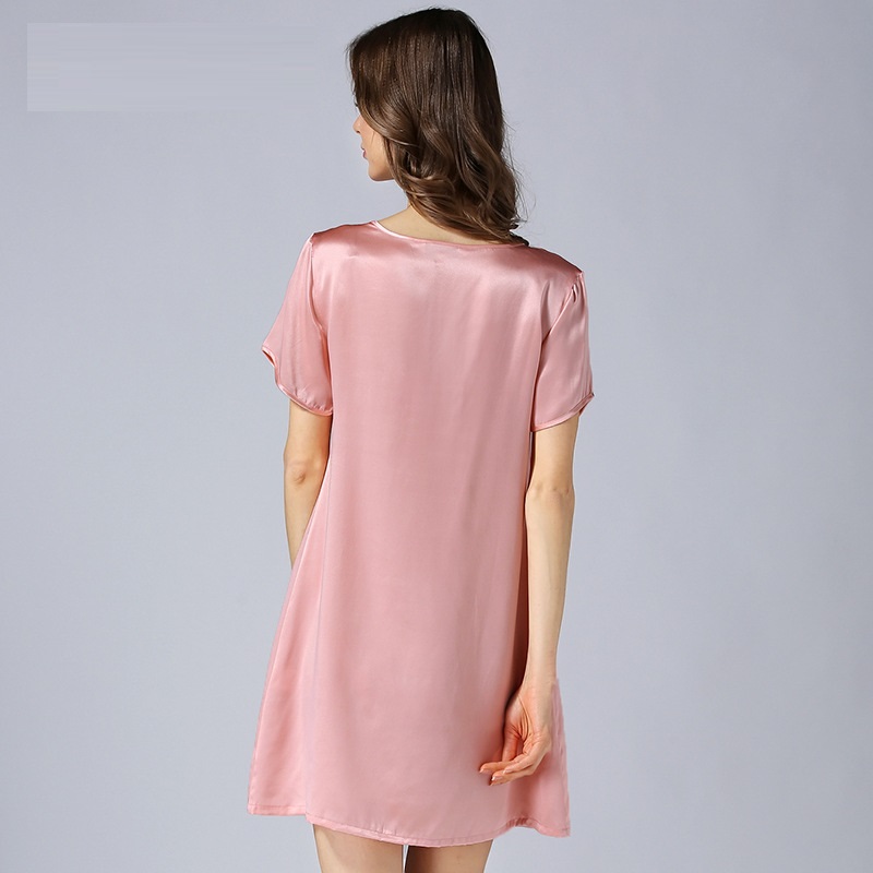 2017 Pink Short Sleeves Sexy Silk Pajamas for Women